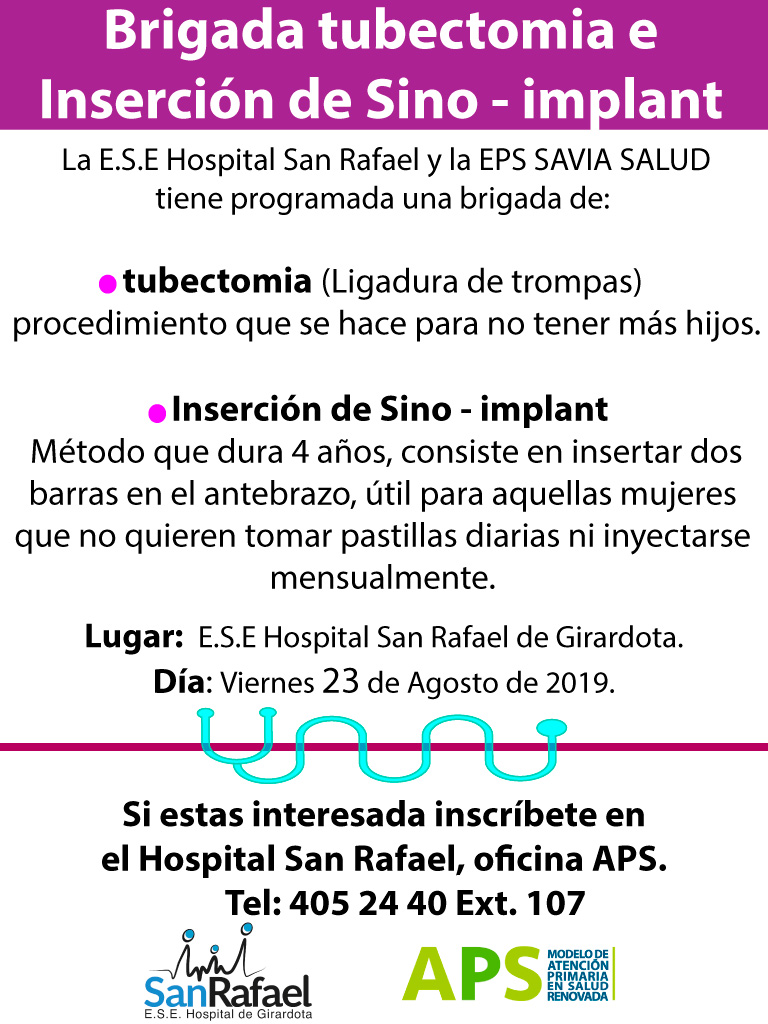 Brigada de Tubectomia e Inserción de Sino-implant | E.S.E Hospital San ...